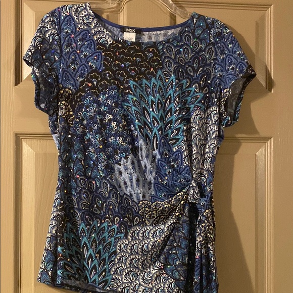 MSK | Tops | Msk Womens Blue Patterned Top | Poshmark